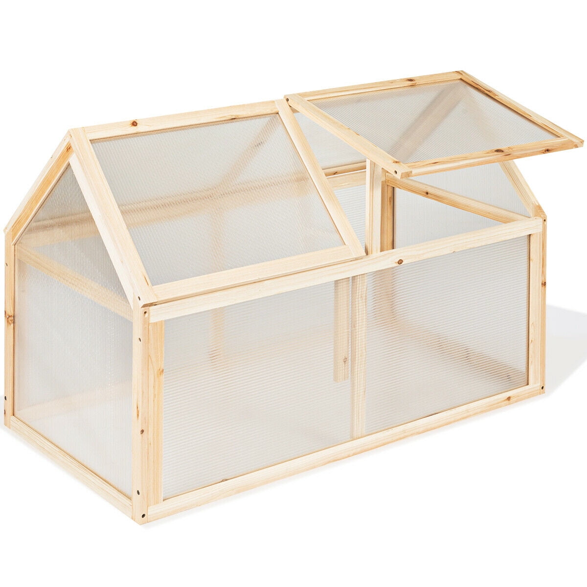 Gymax Wooden Portable Cold Frame Garden Greenhouse Raised Bed w ...