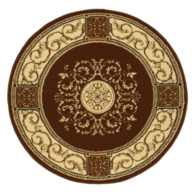 Classic Elegant Floral Medallion Power-Loomed Indoor Area Rug, Toffee ...