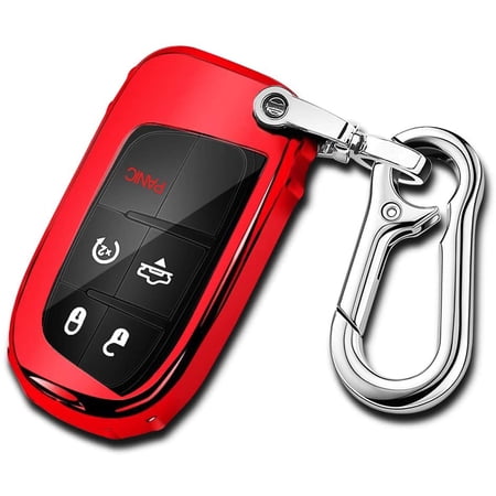 LUO for Jeep Key Fob Cover with Keychain Soft TPU Key Fob Case Dodge ...