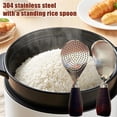 304 Stainless Steel Rice Spoon with Wooden Handle, Stand-Up Design for ...