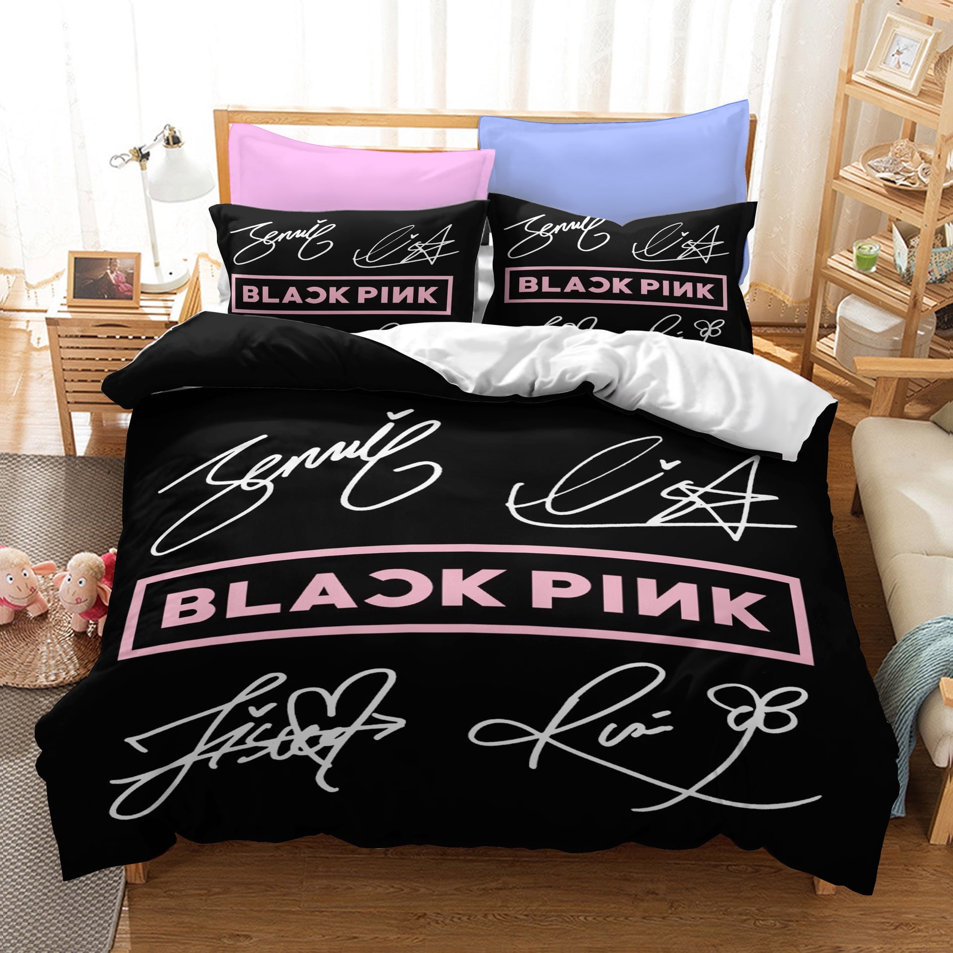 Click here for Yingd Black_pink 3 Pcs Comforter Set With 2 Pillow... prices