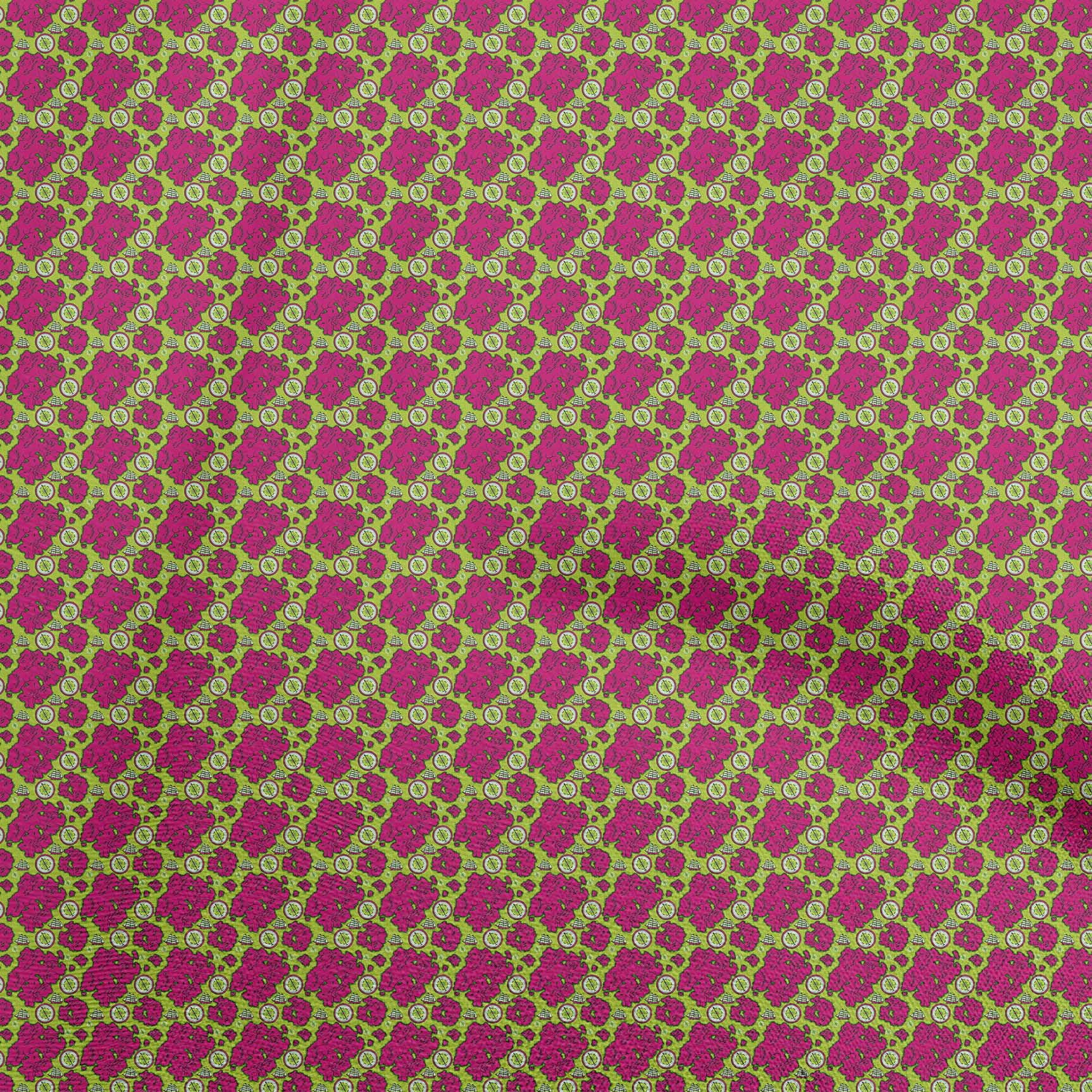 oneOone Velvet Light Green Fabric Retro Map Sewing Material Print ...