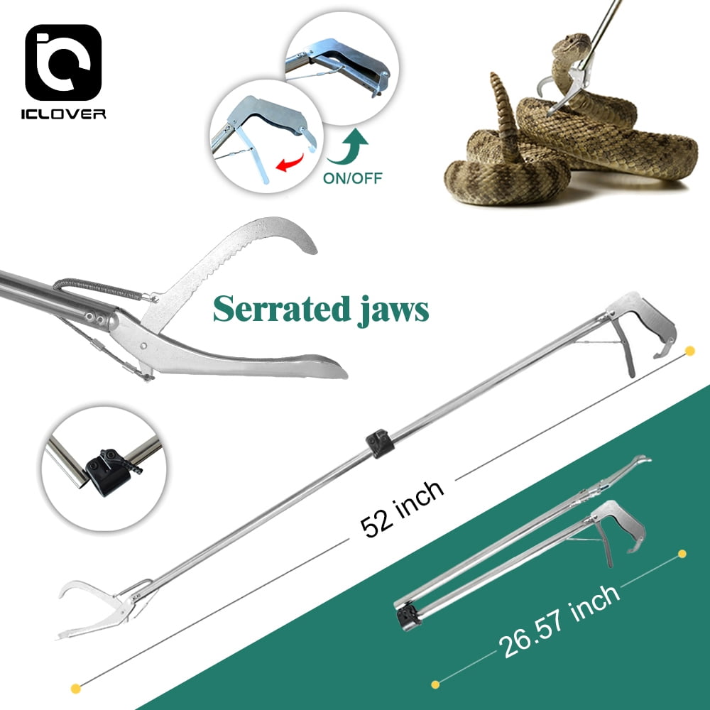 IClover 52'' Professional Collapsible Snake Tong Extension-type Reptile ...
