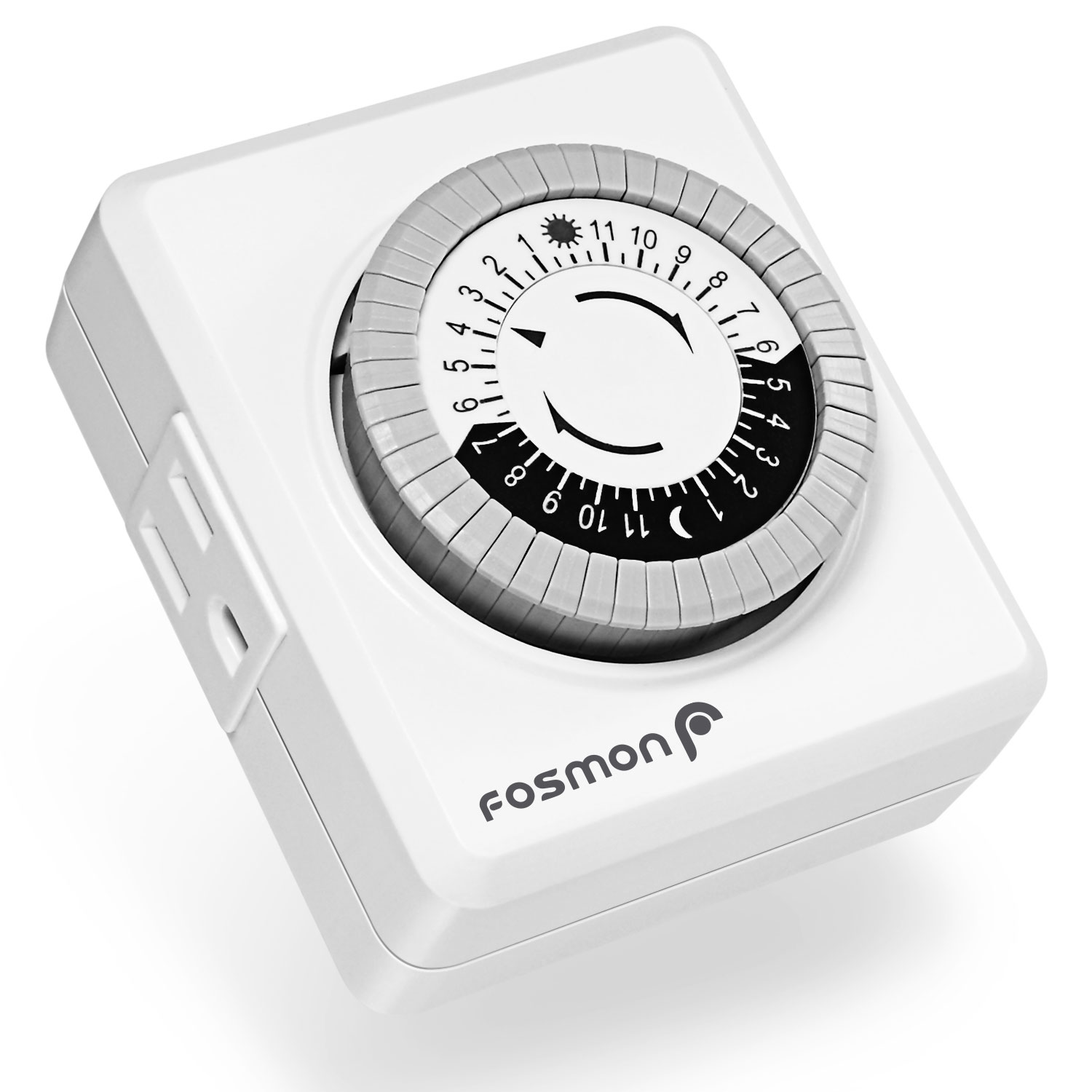 Fosmon Indoor 24 Hour Mechanical Timer Outlet 3 Prong Grounded ETL Fosmon Indoor 24 Hour Mechanical Timer Outlet 3 Prong Grounded ETL
