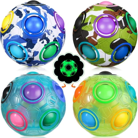Lepai 4 Pieces Magic Puzzle Ball Magic Ball Rainbow Ball Fidget Puzzle ...