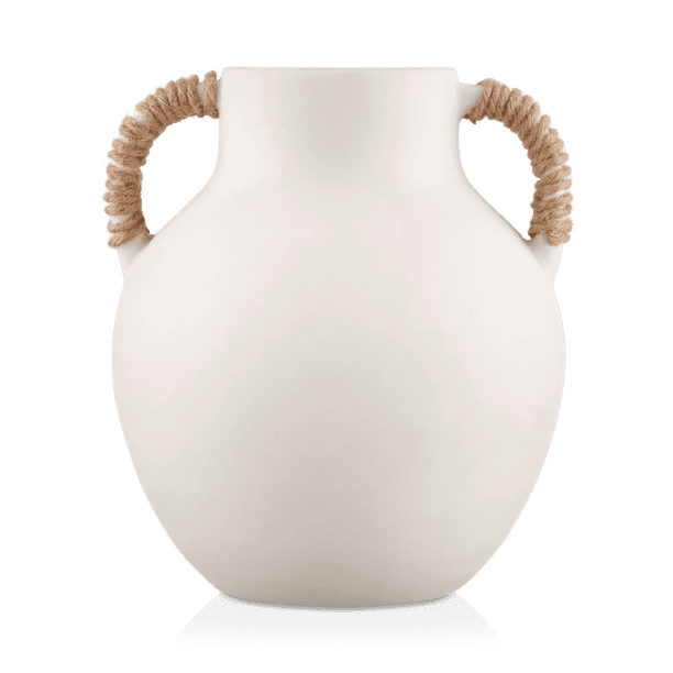 Bouclair White Ceramic Table Vase with Rope on Handles - Walmart.ca