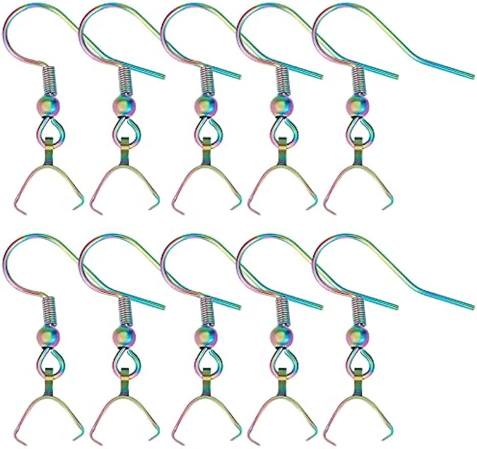 1 Box 50Pcs Ear Wire Hooks 304 Stainless Steel Rainbow Color French ...