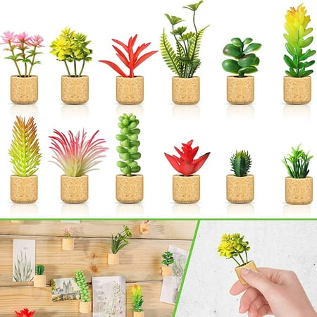 12 Pieces Mini Artificial Succulent Plants Decorative Refrigerator ...