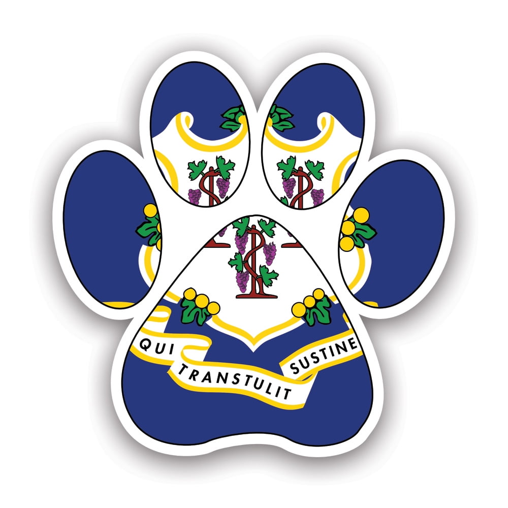 Connecticut State Paw Print Shaped Sticker Decal - Self Adhesive Vinyl ...