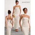 Beige Ruched Halterneck Strapless Maxi Dress For Evening Formal ...