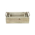 Set Of 3 Brown Wood Grain Rectangular Small Crate with Side Handles ...