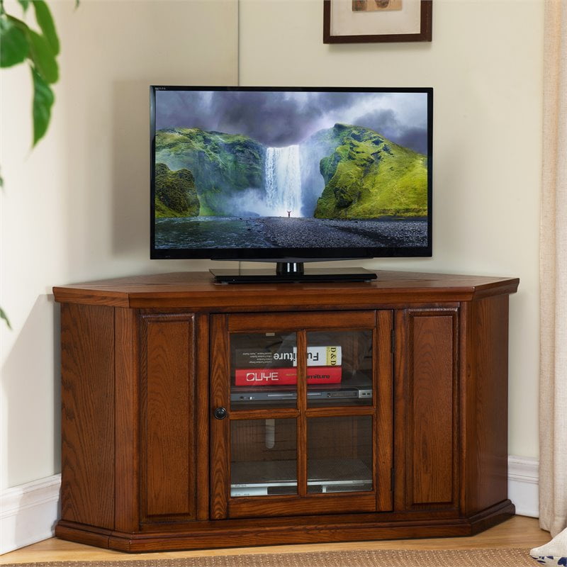 Leick Furniture 46 Corner TV Stand in Burnished Oak Finish