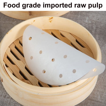 wuaynoat 100Pcs Perforated Parchment Bamboo Steamer Paper Liners For ...