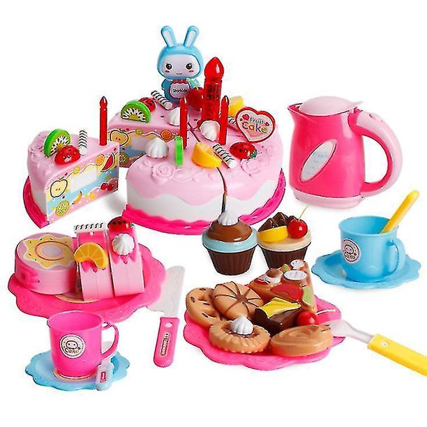 Children's toy simulation cake set with lights birthday cake afternoon ...