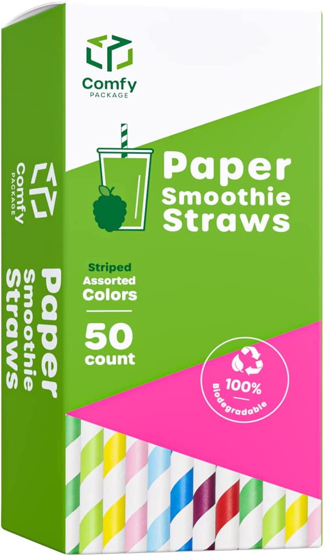 Comfy Package Jumbo Straws Disposable Paper Straws for Drinking ...