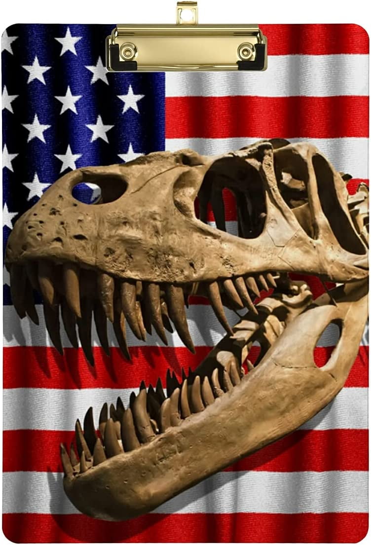 FMSHPON Tyrannosaurus Rex Skeleton USA Flag Clipboard Hardboard Wood ...