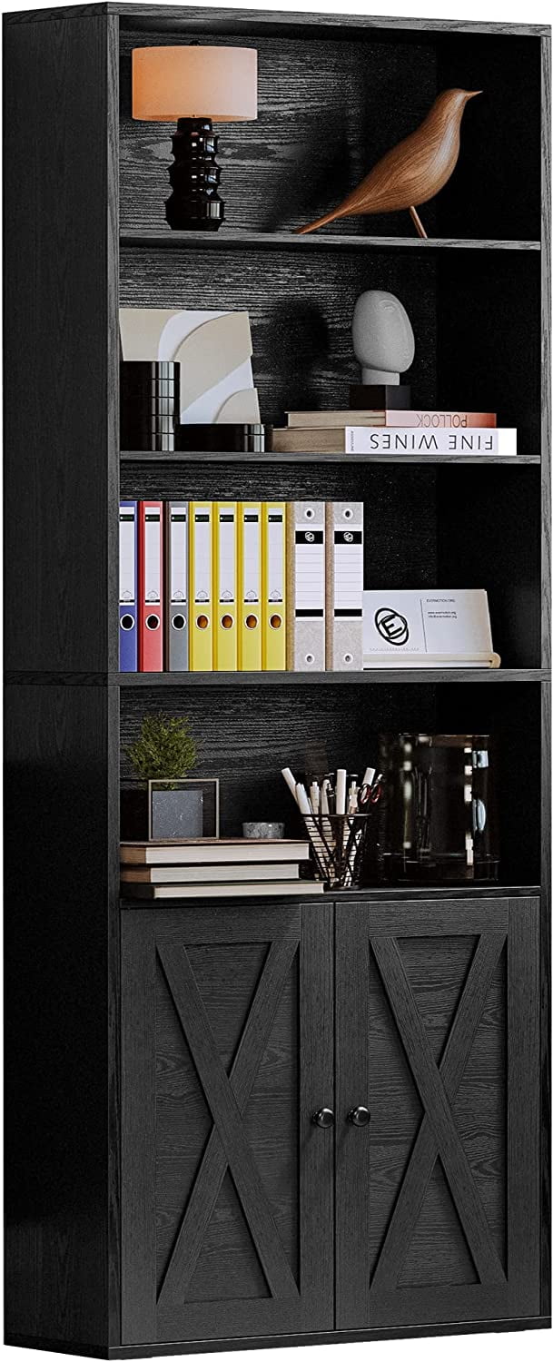 IRONCK Industrial Bookshelves with Doors 6 Shelf Display Storage 70 ...