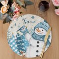 Blue Snowman Christmas Round Placemats Set of 2,Braided Polypropylene ...