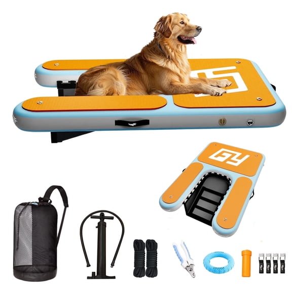 PawHut Inflatable Dog Boat Ramp, Floating Water Ramp for Dogs Up to 286 ...