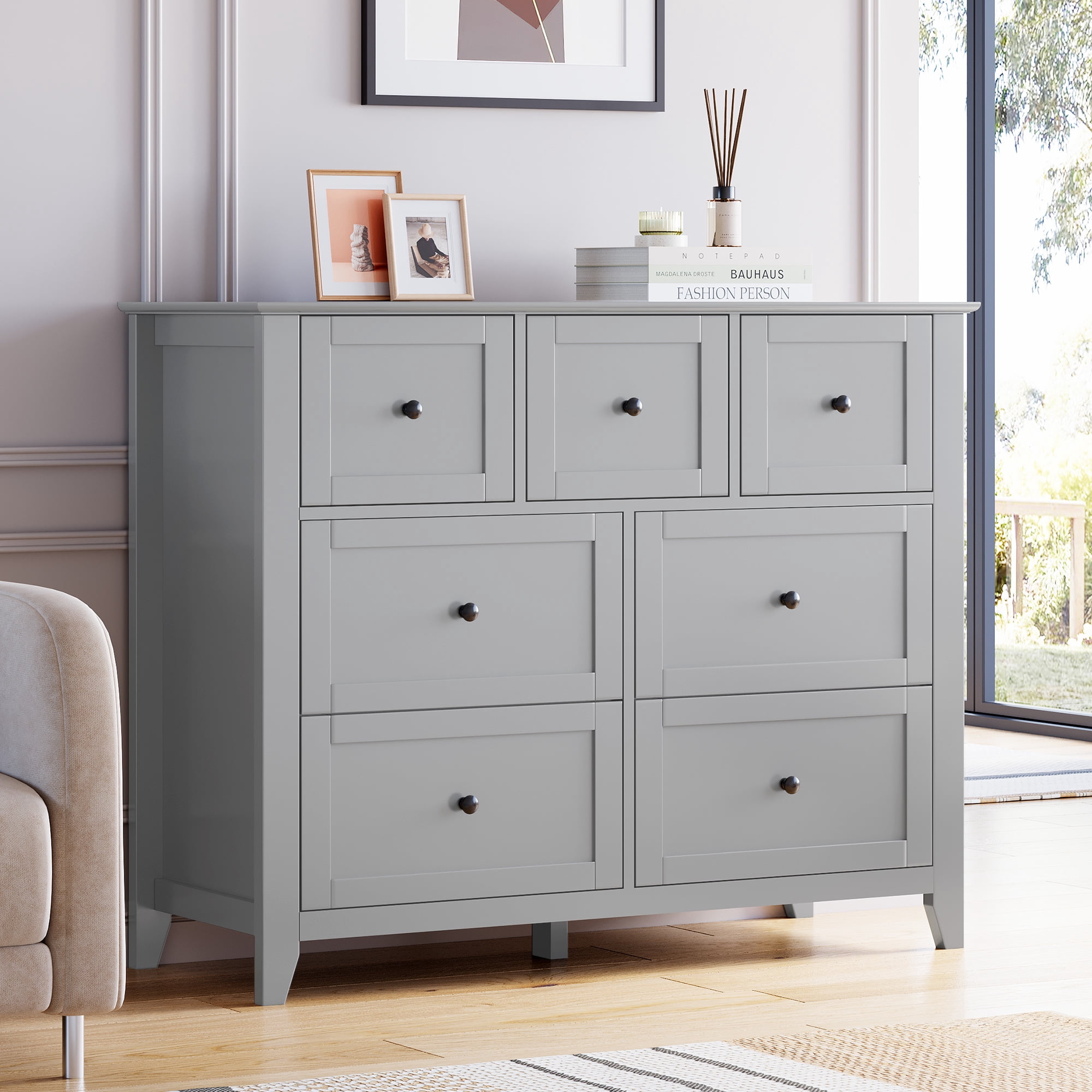 Click here for Edtara Modern Wood 7-Drawer Dresser With Nickel Ro... prices