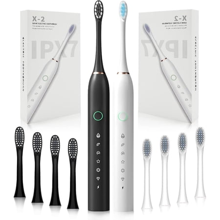 2 Pack Rechargeable Electric Toothbrushes For Adults And Kids, Sonic ...