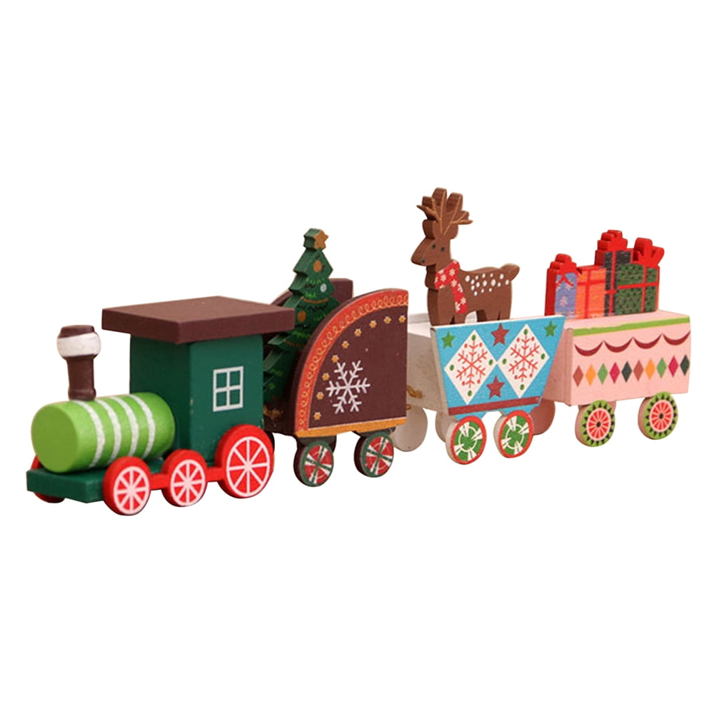 Baywell Christmas Train Decorations Mini Wooden Train Set Toys Party ...