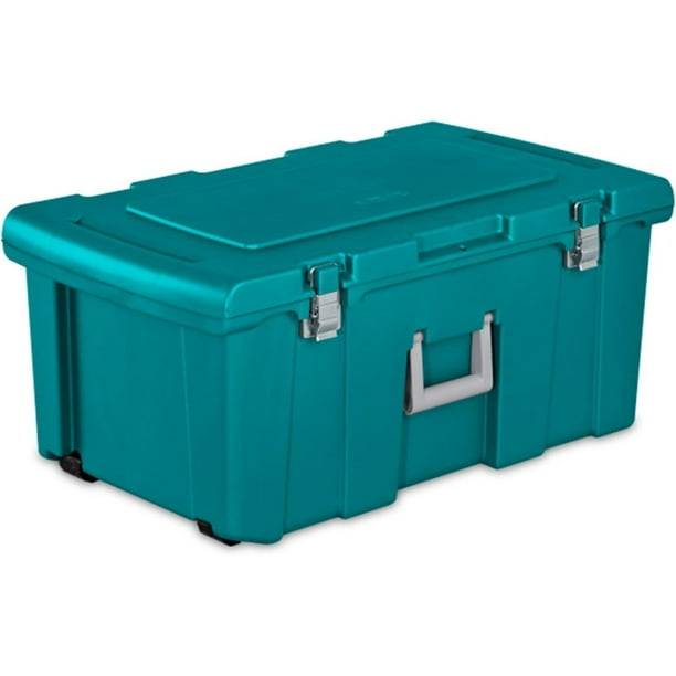 Sterilite 2 Pack Wheeled Footlocker, Lockable Plastic Utility Storage ...