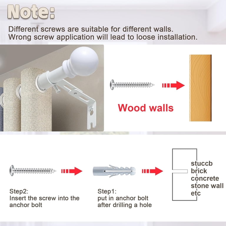 White Wood Curtain Rod Applications