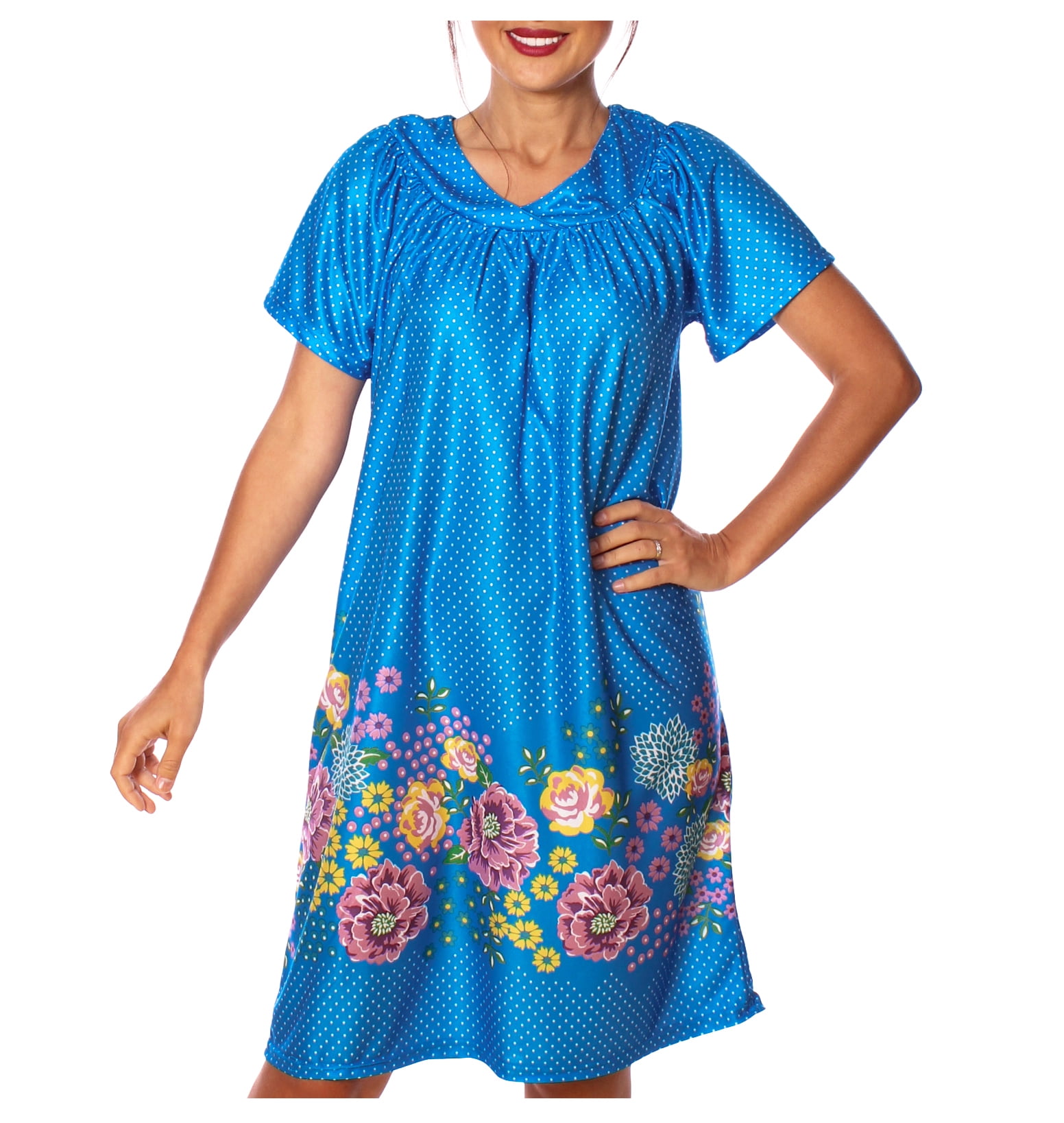 Womens Floral Printed Short Sleeve Lounger Nightgown Sleepwear 1x