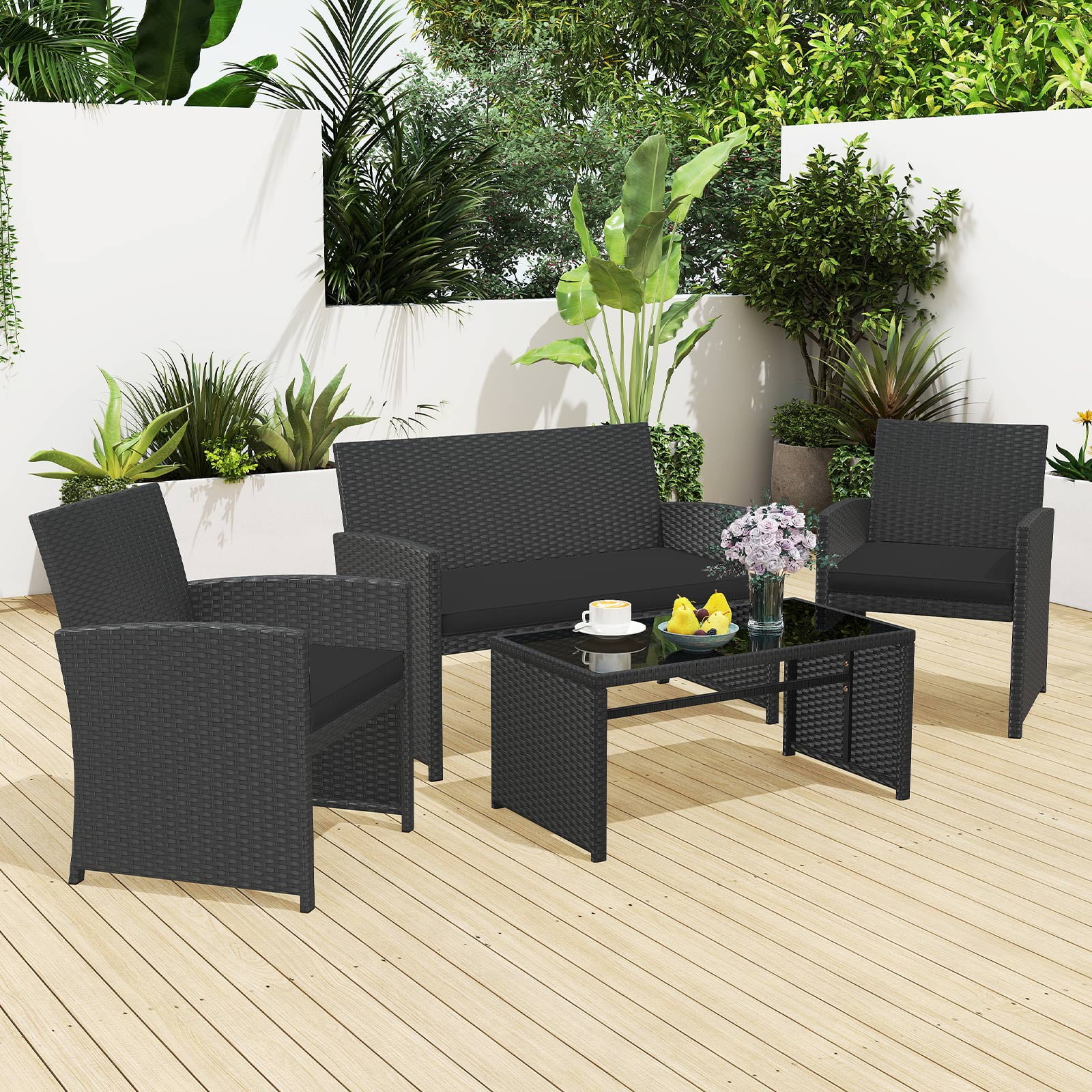 Click here for Gymax Set Of 4 Patio Conversation Set W/Seat Cushi... prices