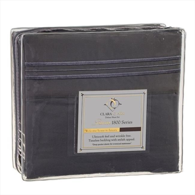 Clara Clark 1800 Series Bed Sheet Set King Size Gray