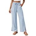 Asgosdo Pants for Women High Elastic Waisted Striped Drawstring Side ...