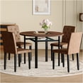 JERFIT 42 Inch Round Dining Table Set with 4 Chairs, Brown Wood Grain ...
