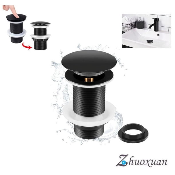 Black Sink Waste Without Overflow, Universal Black Pop Up Sink Waste ...