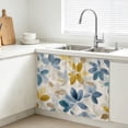 Autumn Leaves Cabinet Curtains 28"W x 35L, Vintage Blue Yellow Falling ...