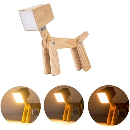 Modern Design Wooden Desk Lamp Led Touch Dimmable Adjustable Animals ...