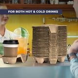 [100 Pack] Pulp Fiber Drink Carrier Tray Biodegradable 2 Cup Container ...