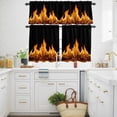3 Piece Kitchen Curtains and Valances Set Abstract Yellow Flame Cafe ...