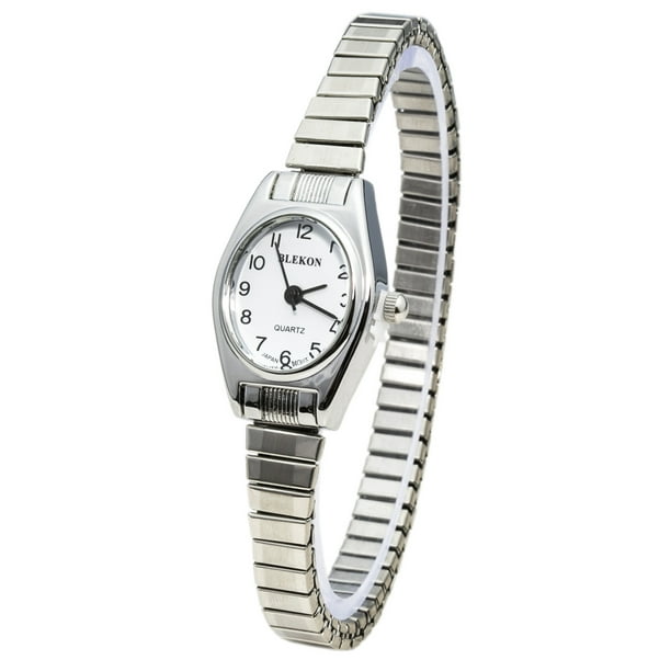 Blekon Collections Quartz Womens 19mm Oval Case Thin Stretch Band Watch ...