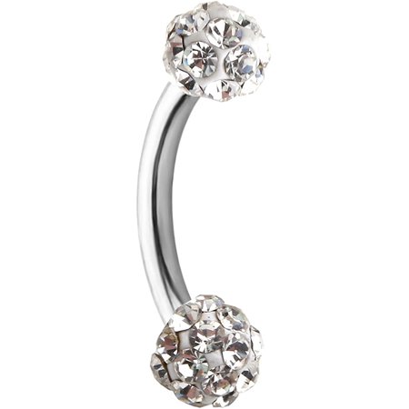 FanQuan 18G 1/2inch Stainless Steel Clear CZ Rhinestone Screw Ball ...