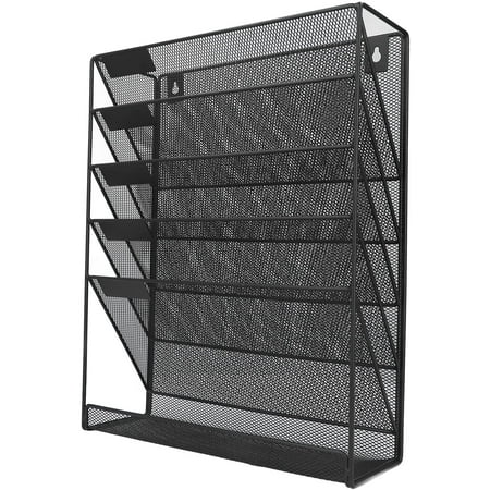 Wall File Organizer Holder, 5 Tier Mesh Hanging Paper File Folder with ...