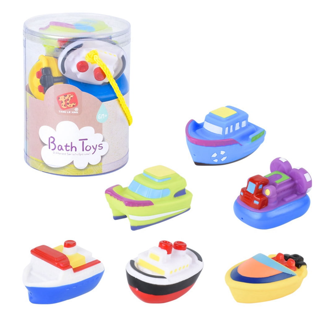 6PCS Bath Squirter Toy Lovely Boat Bathing Toy Squeaky Toy with Storage ...