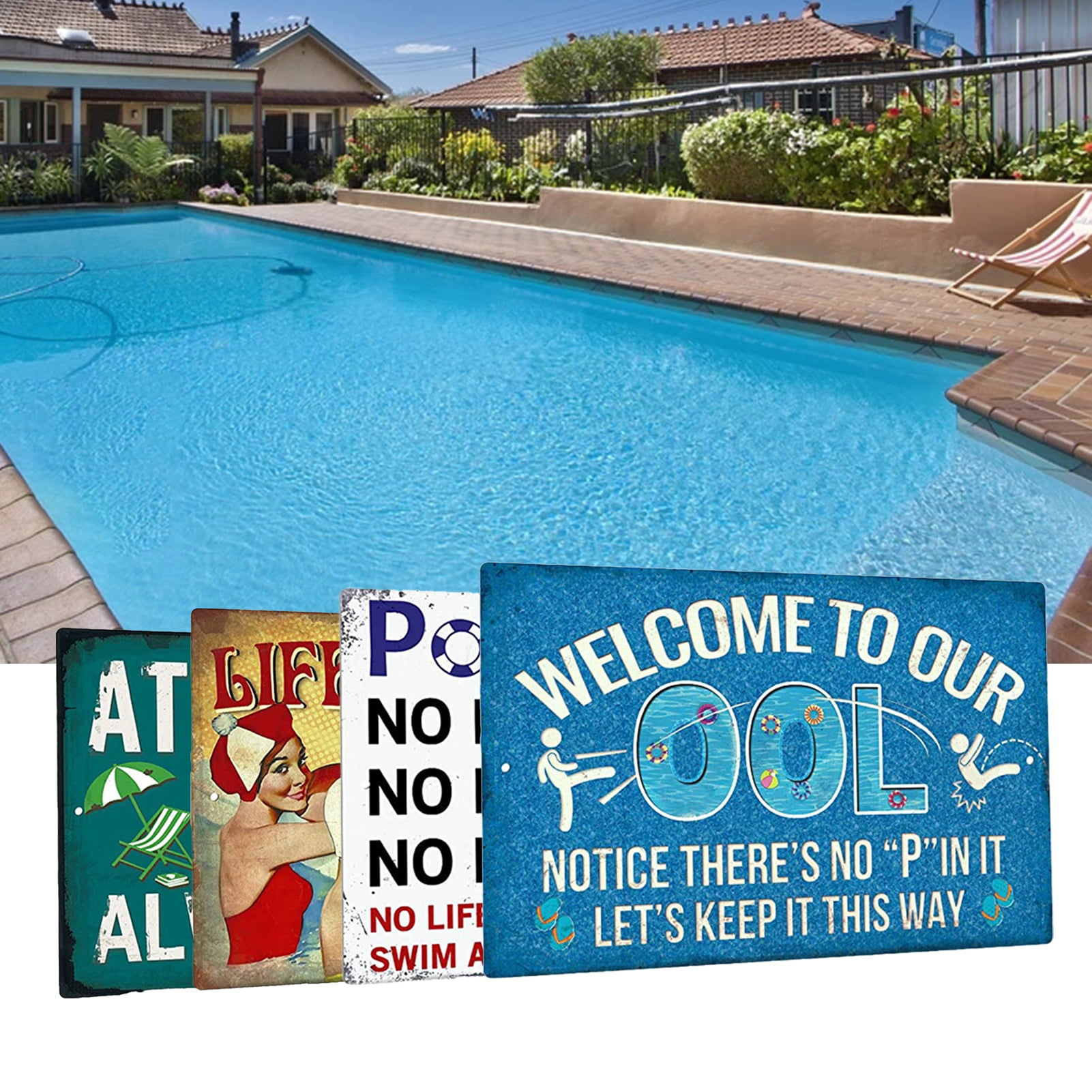 Cheers Noticeable Pool Rules Easy Mounting Wall Plaque Metal Eye ...