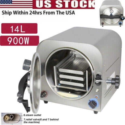 14L 900W Dental Lab Autoclave Sterilizer Steam Medical Sterilization ...