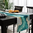 Abstract Marble Table Runner 72 Inches Long - Turquoise Abstract Golden ...