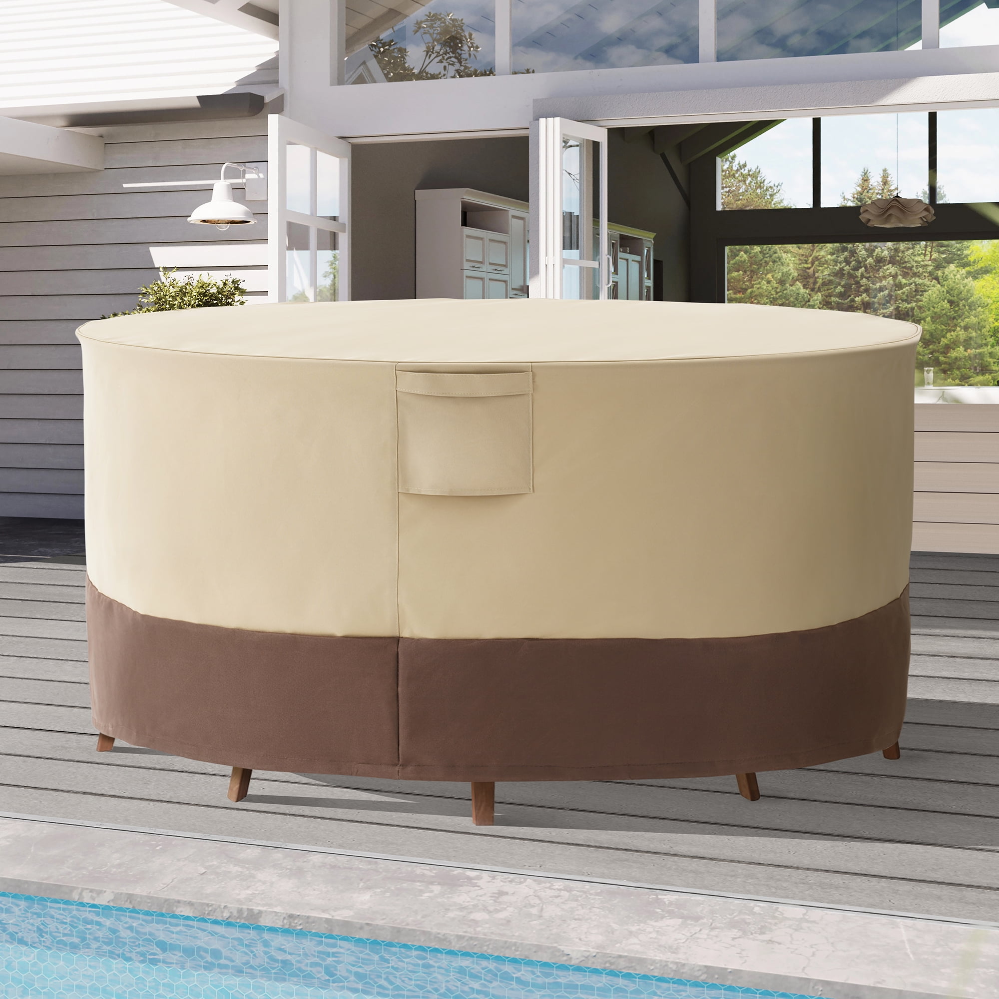 Sonerlic Round Table Waterproof Heavy Duty Outdoor Furniture Cover with ...
