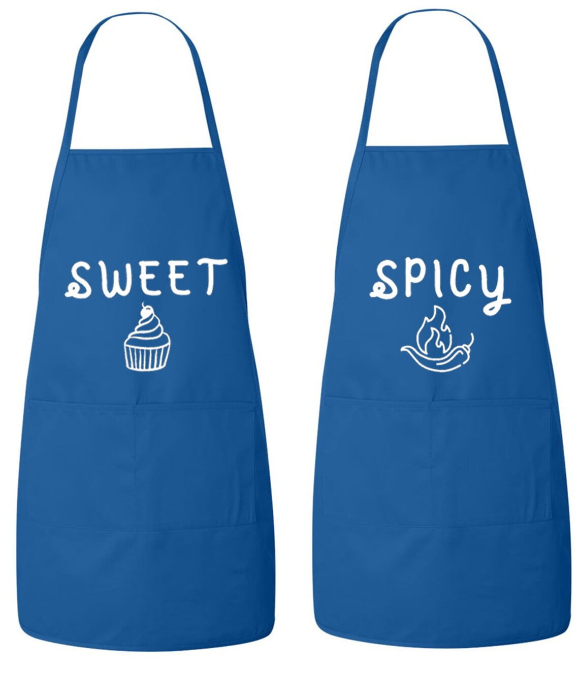 Matching His and Hers Apron Set - Sweet cupcake and Spicy Pepper - Set ...