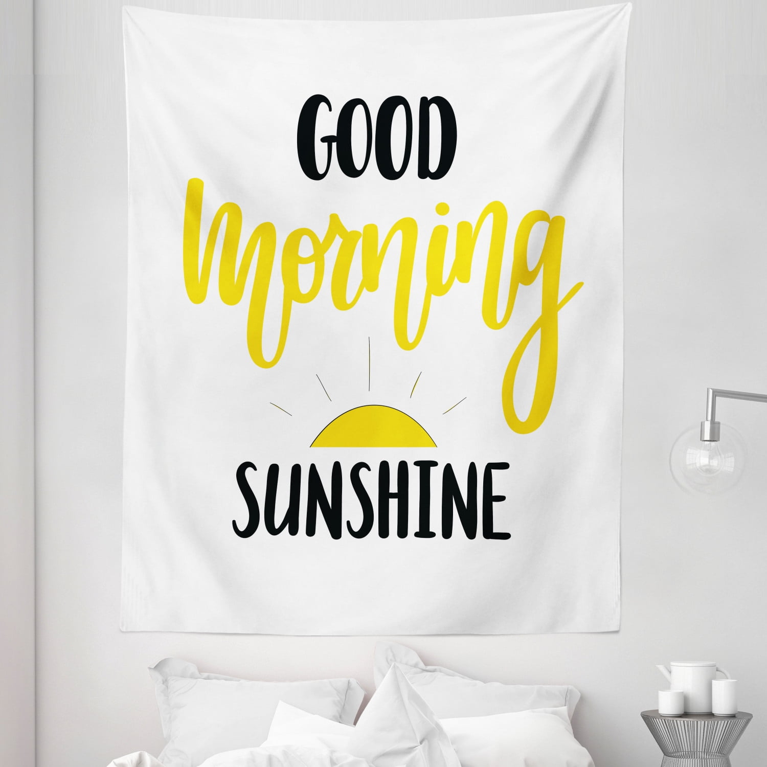 Wording Tapestry, Morning Sunshine Hand-Drawn Calligraphy with Sunrise ...