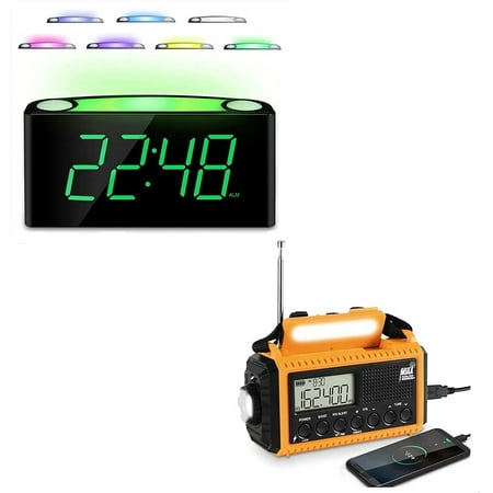 Mesqool Loud Alarm Clock with 7 Color Nightlight,7" Big Green LED Digit ...