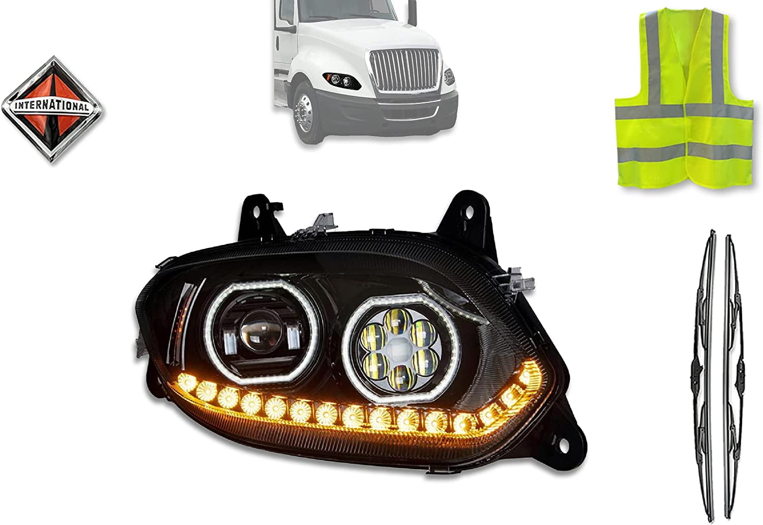 KOZAK Black LED Projector Headlight With Turn Signal Position And ...
